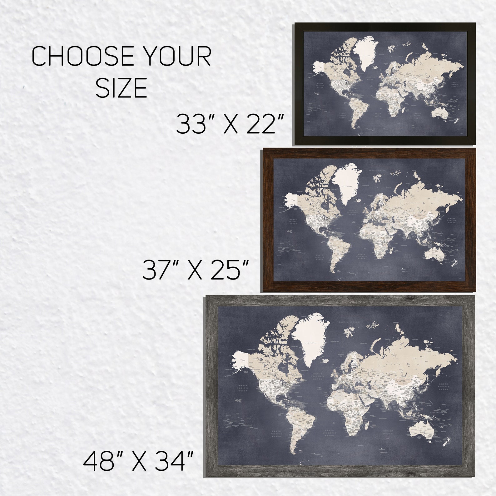Magnetic Travel Tracker World Map: Personalized Push Pin Board - Etsy