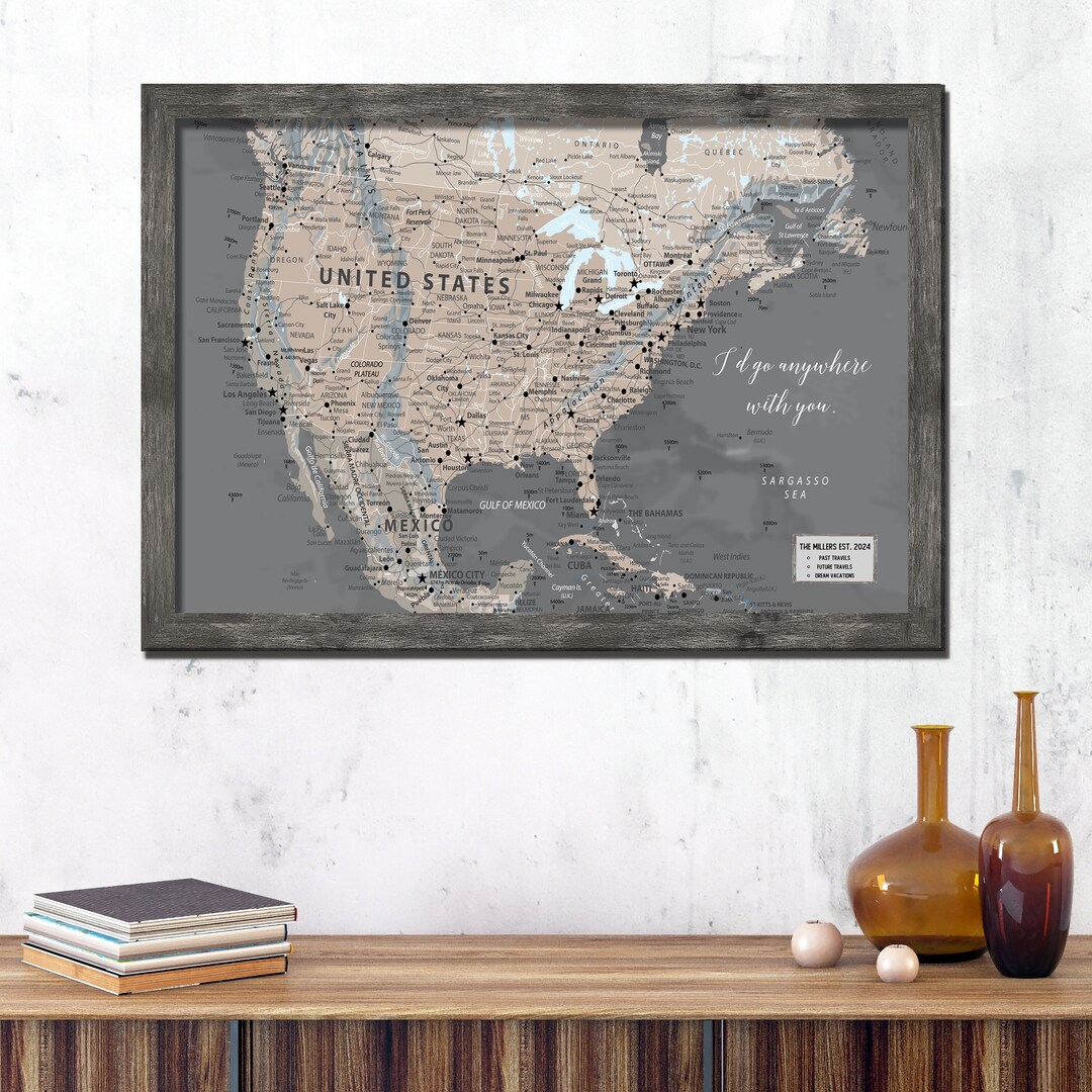 Magnetic USA Travel Map | Custom Frame | Travel Tracker Map | Magnetic ...