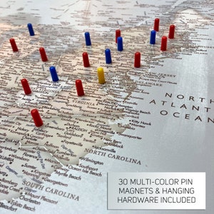 Personalized Magnetic World Travel Map: Weathered Earth Push Pin ...