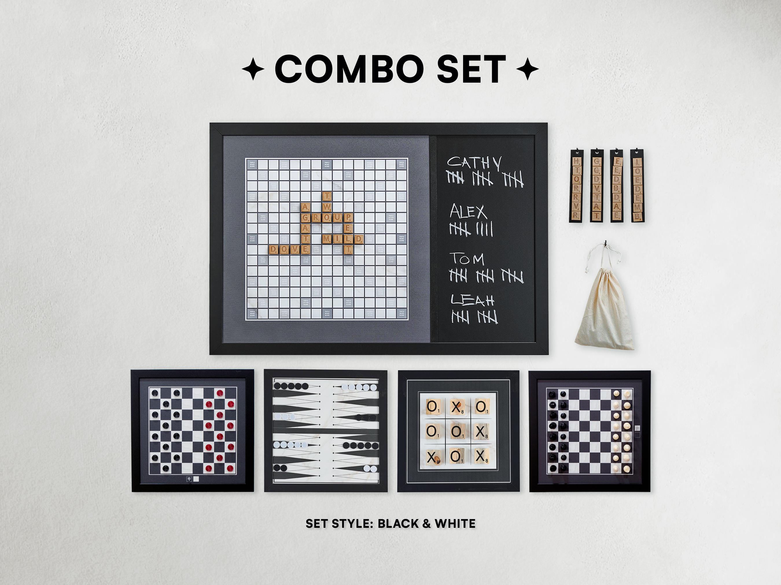 Magnetic Game Set of 4: Functional Wall Art - Chess, Checkers, Tic Tac ...