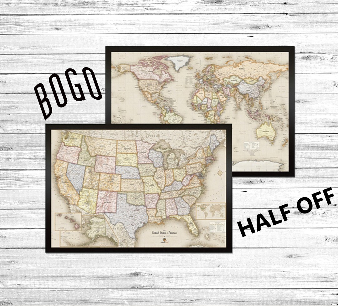 Framed Travel Pin Maps | Personalized Pin World and USA | Magnetic ...