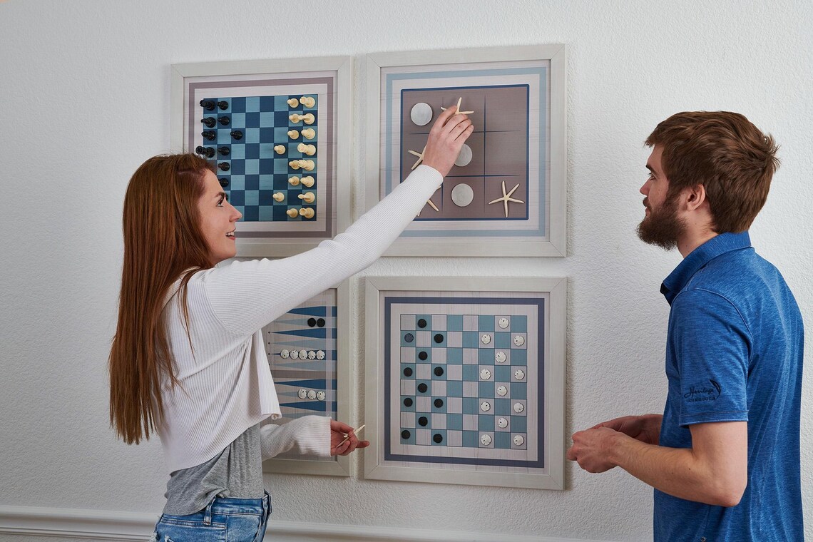 Magnetic Beach Board Game Art: Chess, Checkers, Tic Tac Toe, Backgammon ...