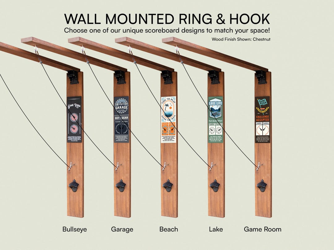 LED Ring and Hook Toss Game: Personalized Chestnut Wood Yard Game - Etsy