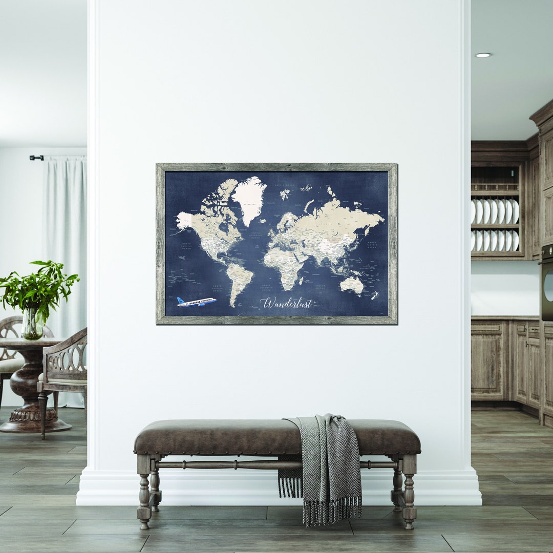 Magnetic Travel Tracker World Map | Personalized & Framed Map ...