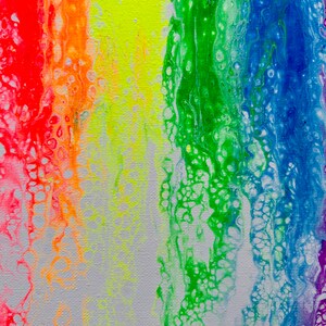 Original Artwork, Dissolving Colors Rainbow Acrylic Pour Painting, on a ...
