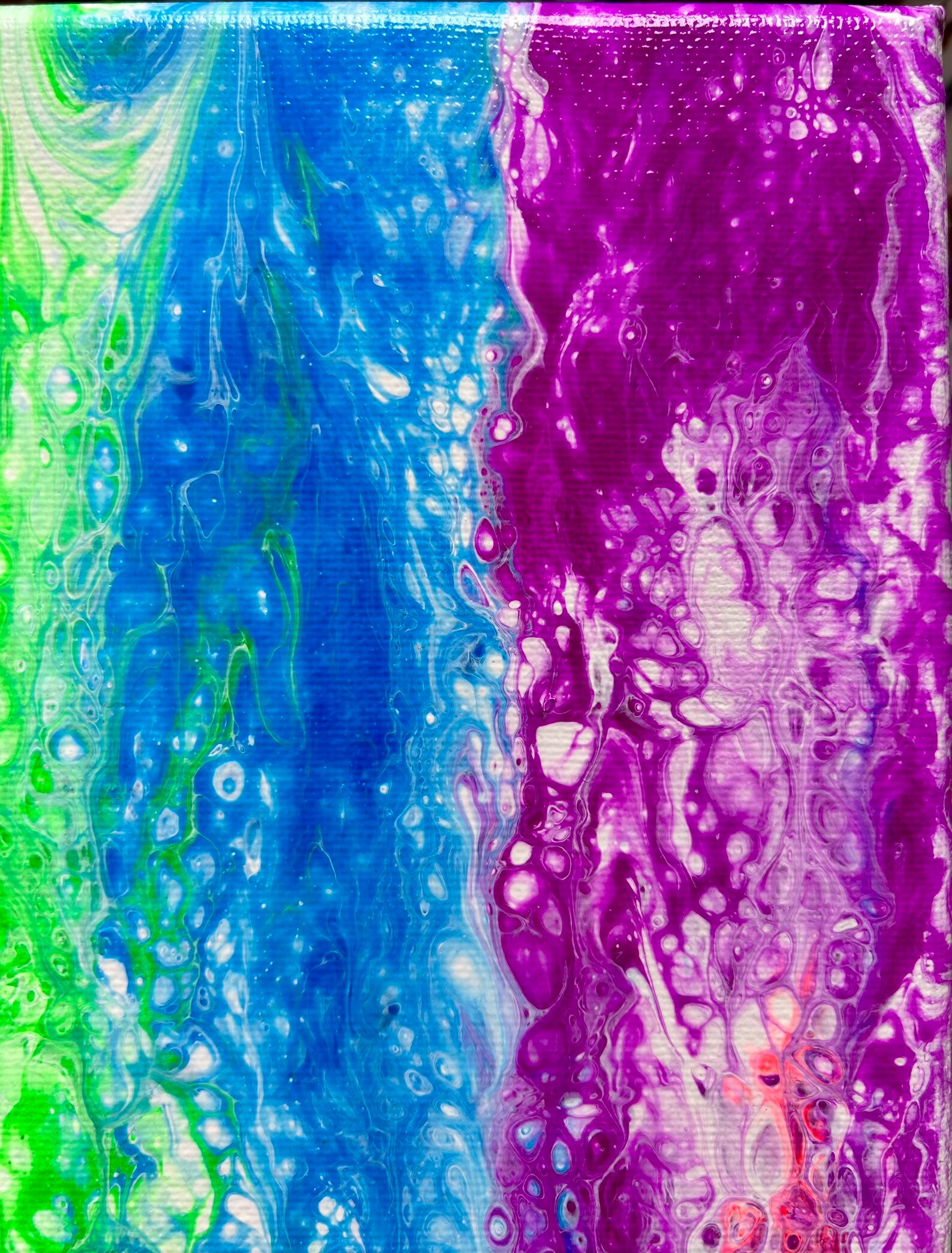 Original Artwork, Dissolving Colors Rainbow Acrylic Pour Painting, on a ...