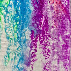 Original Artwork, Dissolving Colors Rainbow Acrylic Pour Painting, on a ...