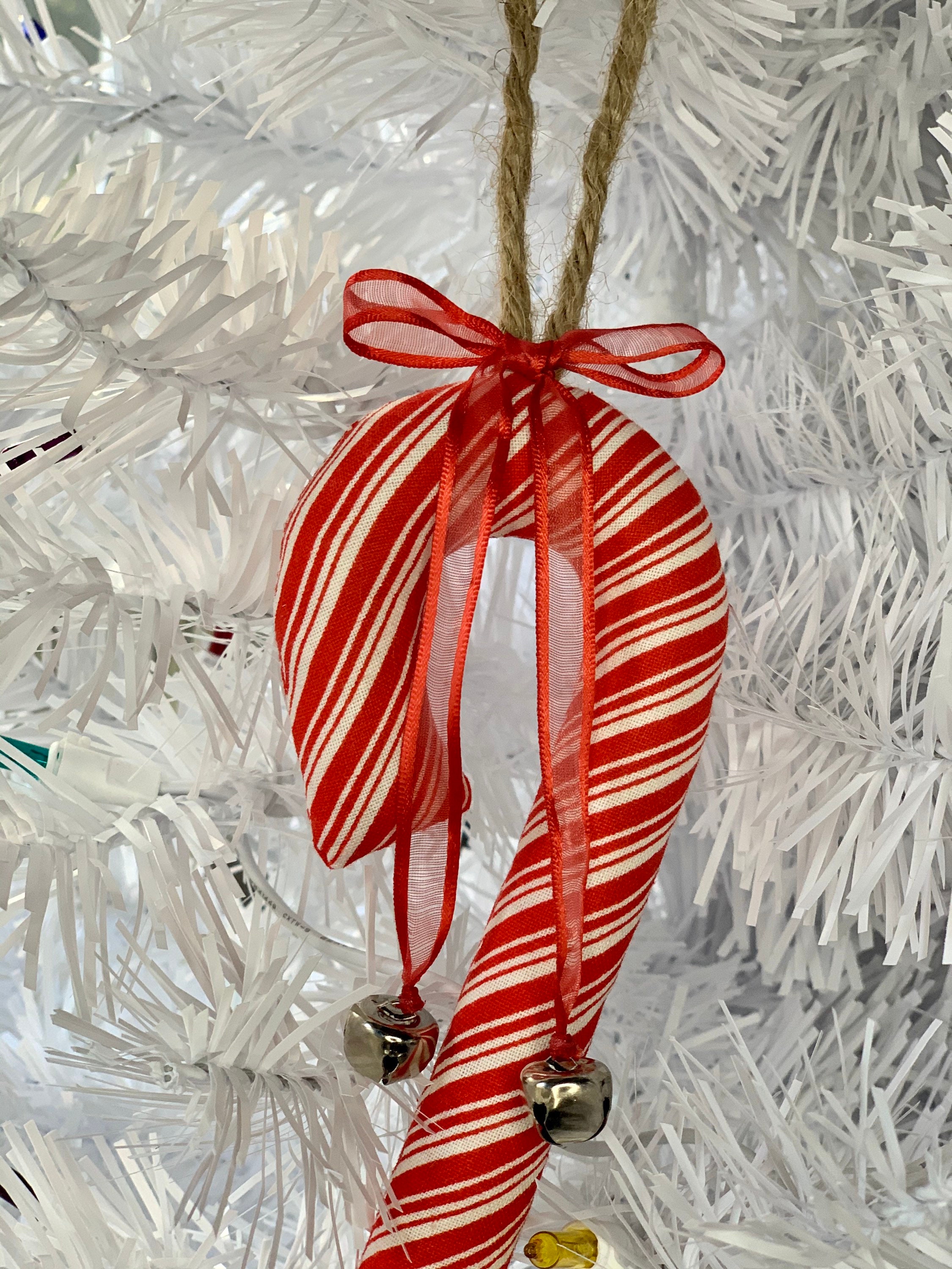 Stuffed Candy Cane Christmas Ornament, Handmade, Red and White Stripes ...