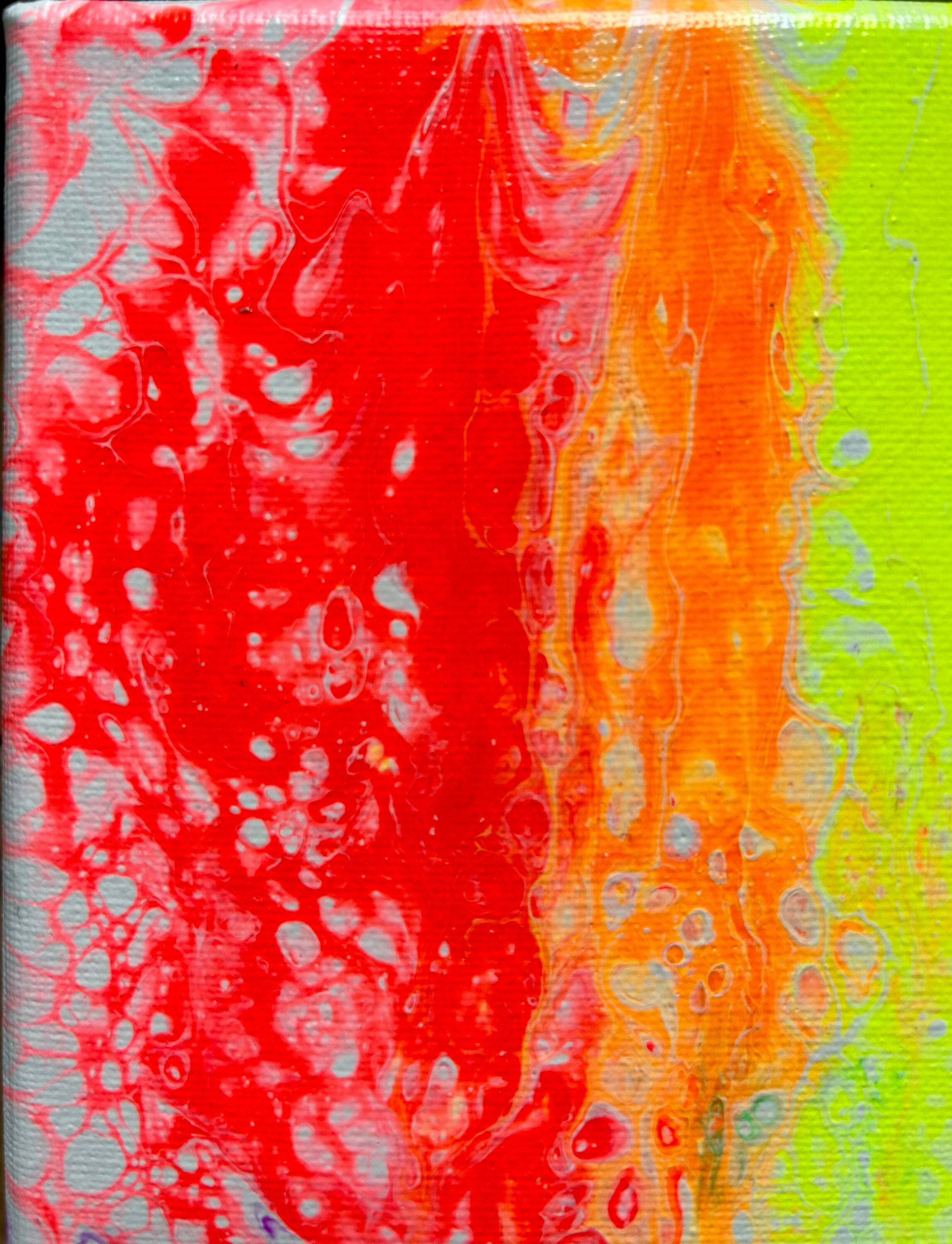 Original Artwork, Dissolving Colors Rainbow Acrylic Pour Painting, on a ...