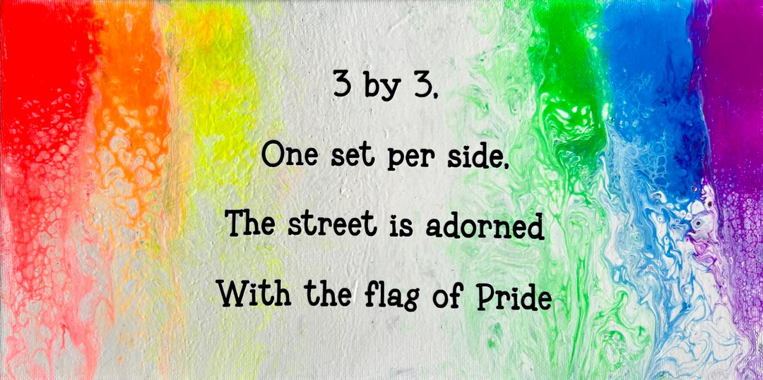 Neon Rainbow Acrylic Pour Painting With an Original Haiku About the ...