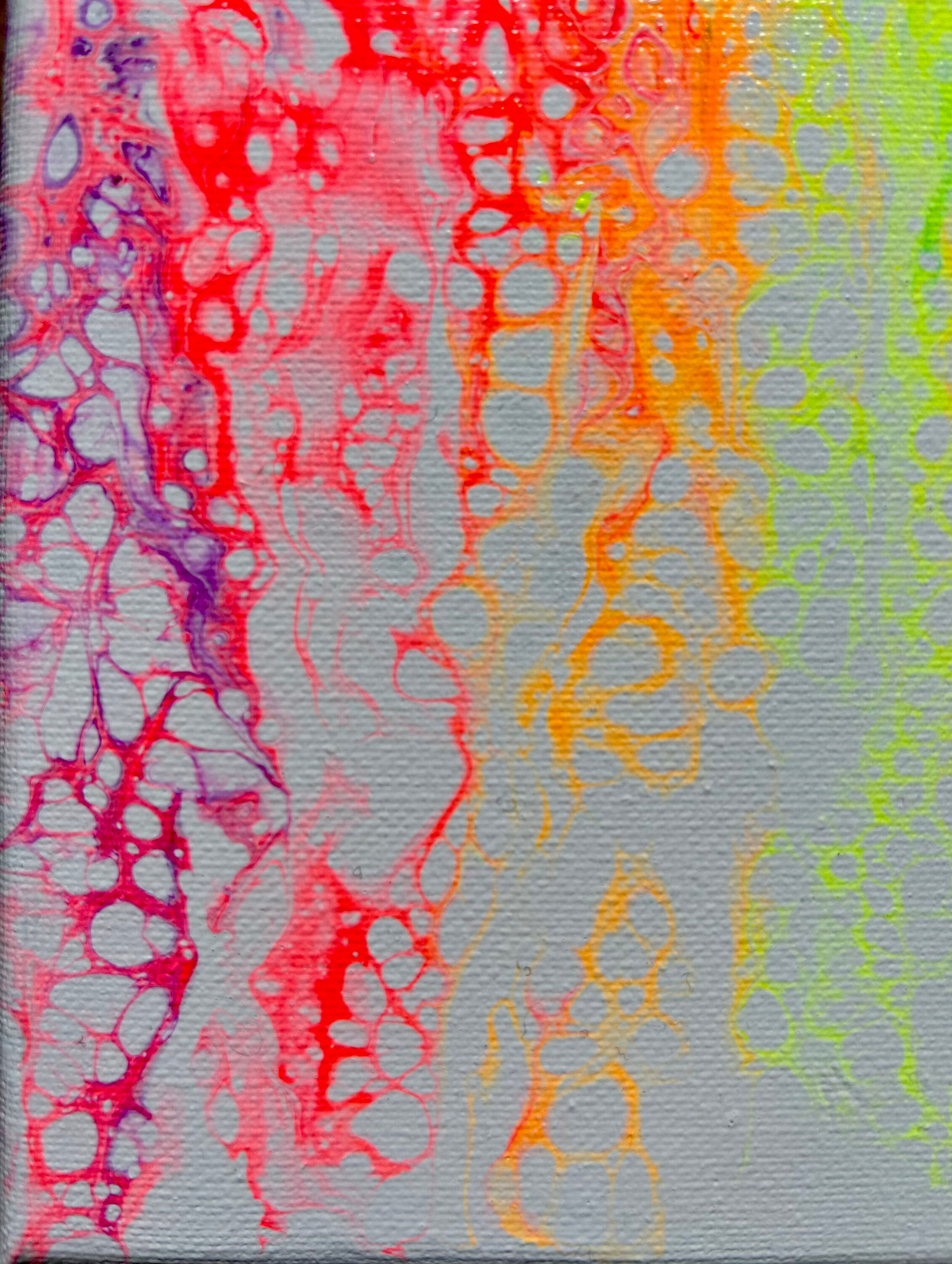 Original Artwork, Dissolving Colors Rainbow Acrylic Pour Painting, on a ...