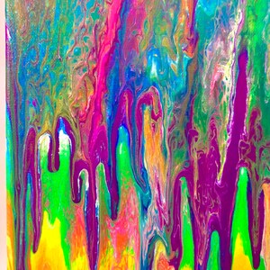 Neon Dripping Rainbow Acrylic Pour Painting, 11x14 Inches, Stretched ...