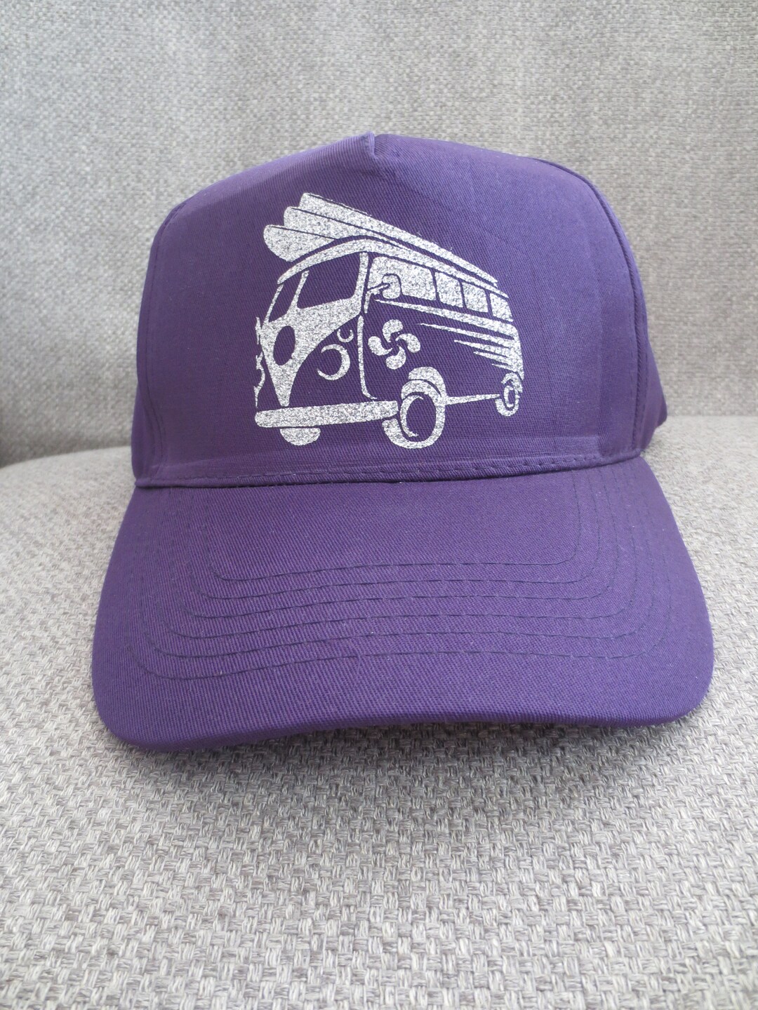 Personalized Basque Van Cap in Glittery Grey, Caps in Other Colours as ...