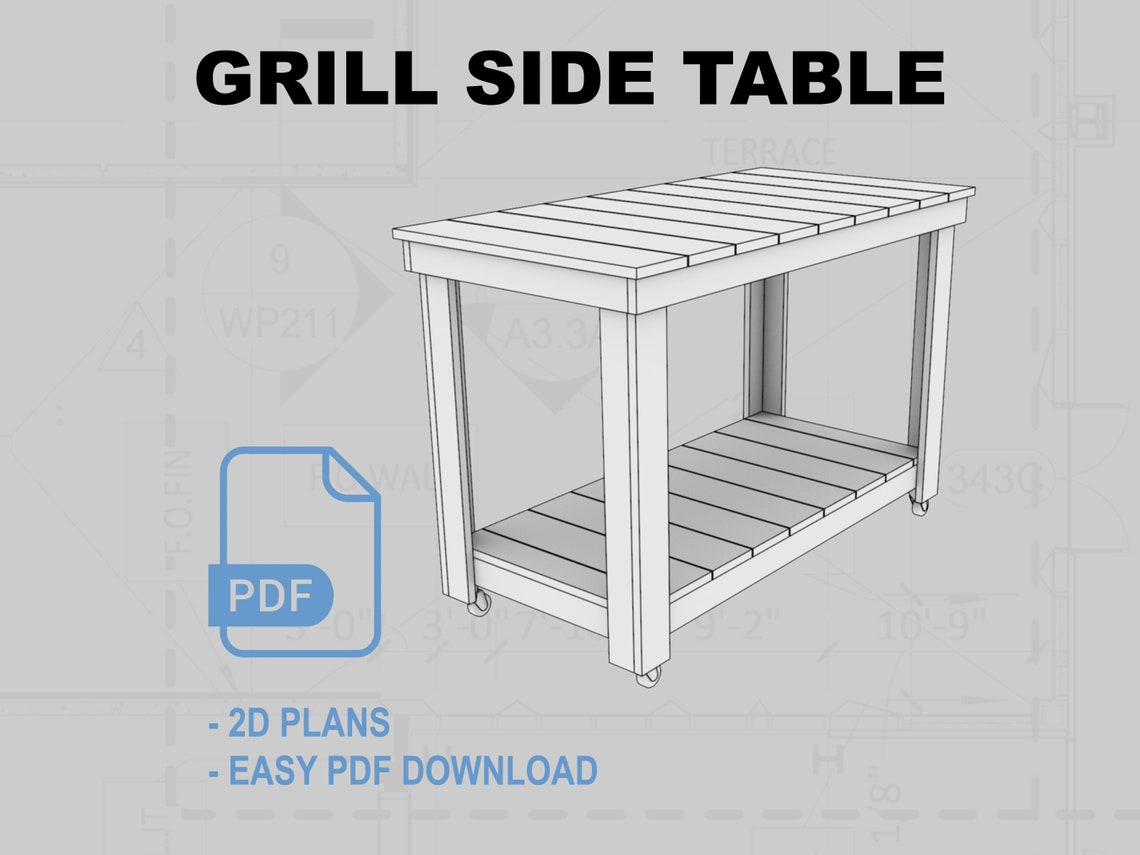 Barbeque (grill) Side Table - 2d PDF Plans - Etsy