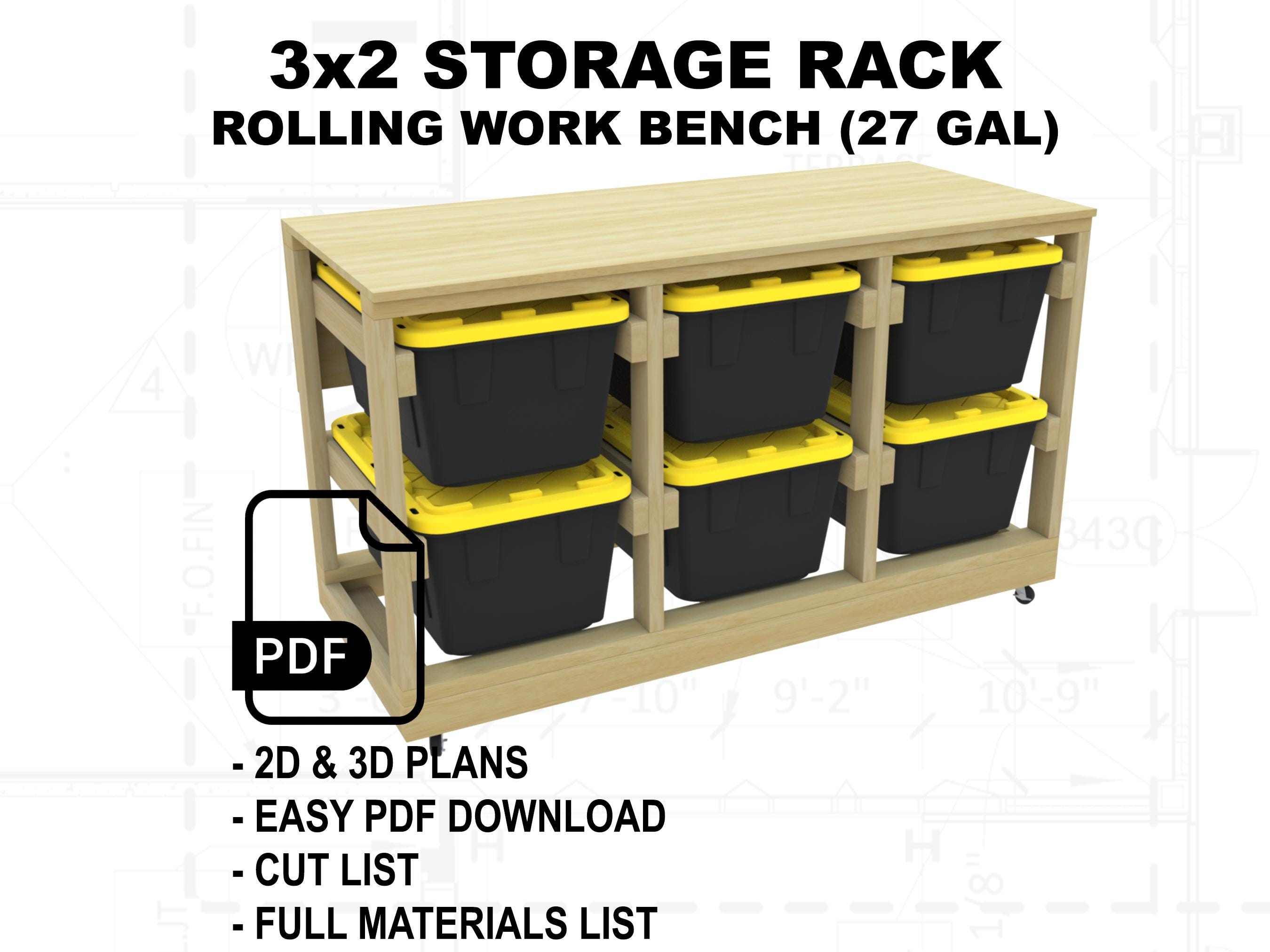 DIY 27 Gallon Bin Storage Rack & Bench - 3 Units Wide, 2 Units Tall - Etsy