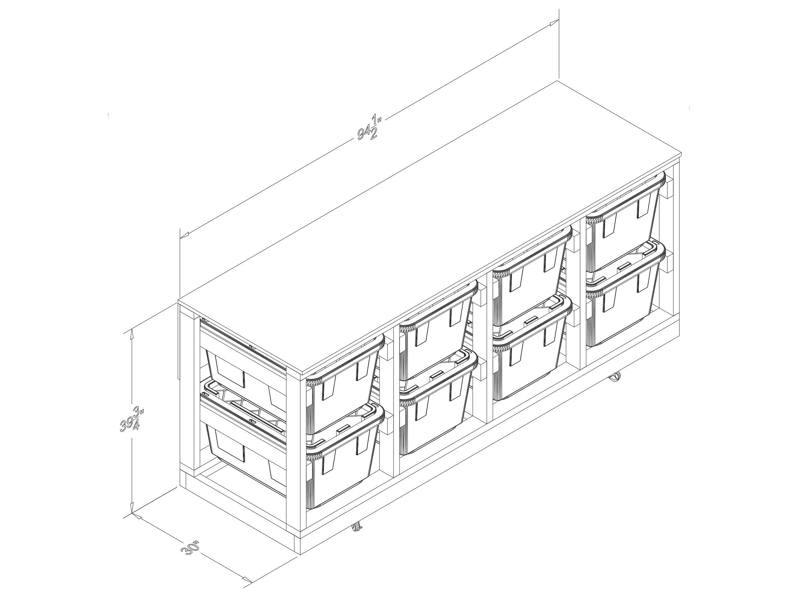 DIY 27 Gallon Bin Storage Rack & Bench - 4 Units Wide, 2 Units Tall - Etsy