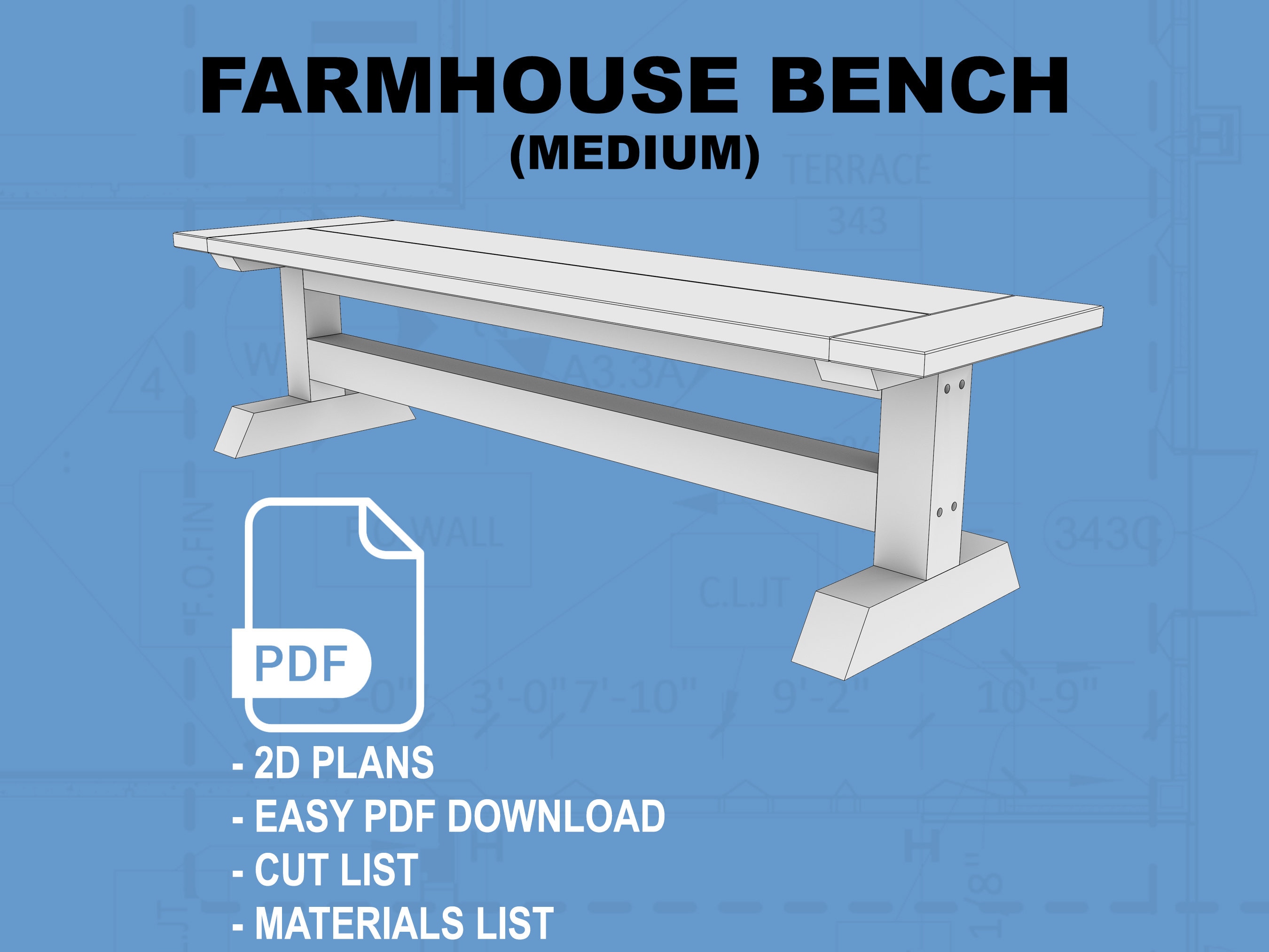 Farmhouse Bench (80" Long) - Etsy