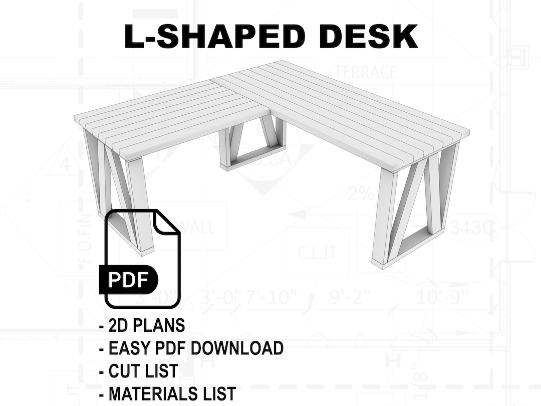 L-shaped Desk Plans - Etsy