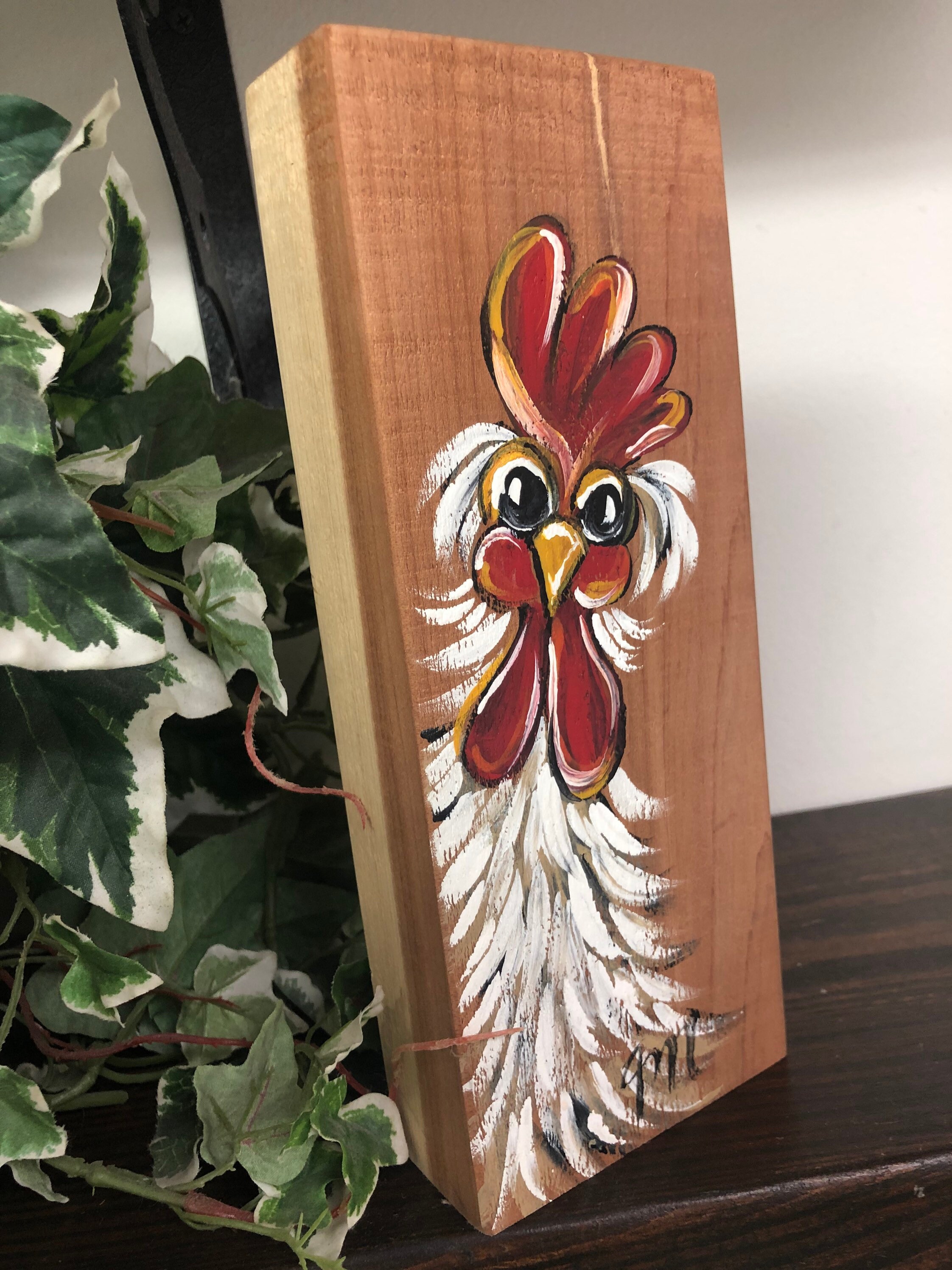 Farmhouse Rooster, Whimisical Rooster, Farm Animal, Hand Painted - Etsy