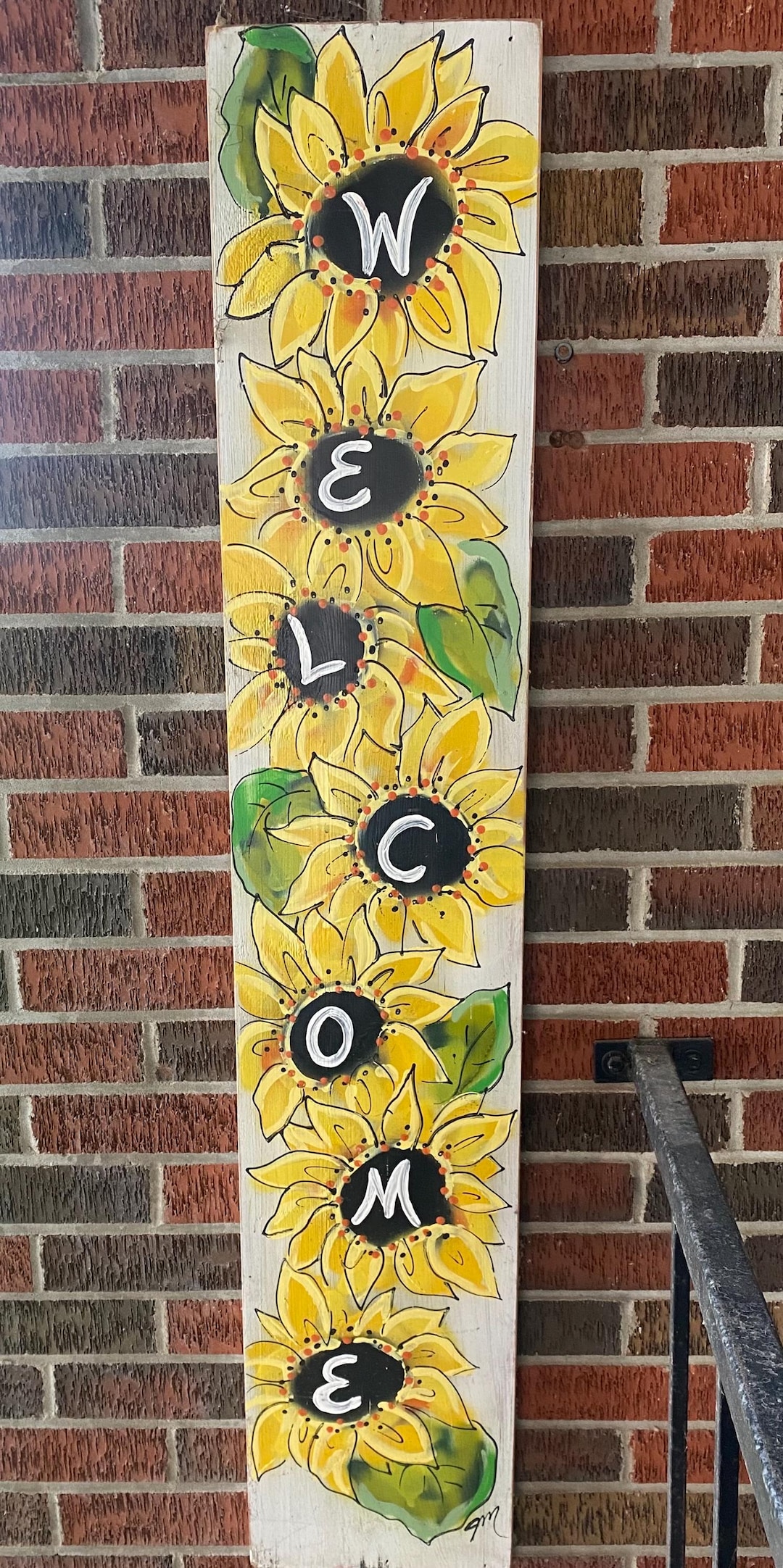 Porch Sign Sunflower Welcome Spring Summer Fall Decor Handpainted - Etsy
