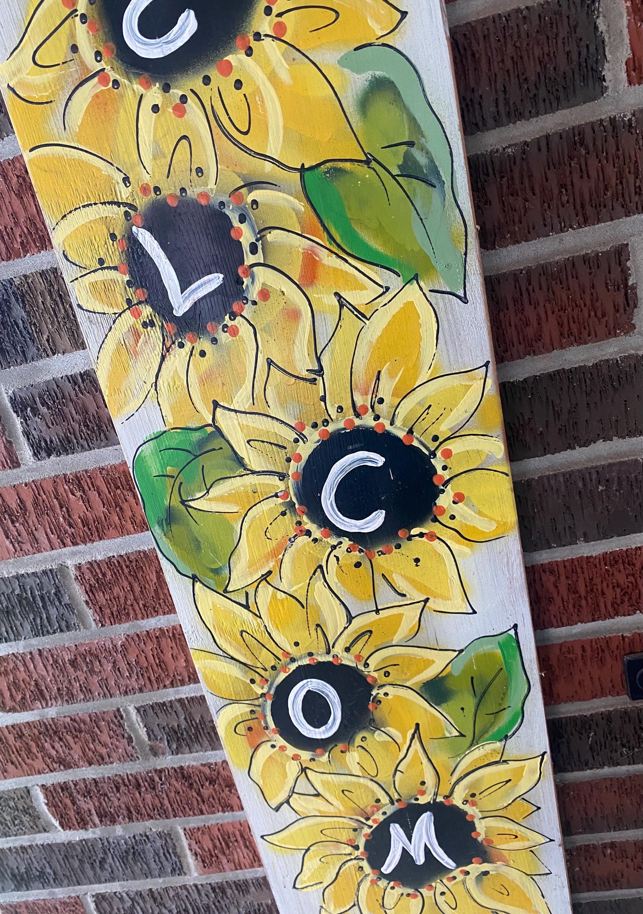 Porch Sign Sunflower Welcome Spring Summer Fall Decor Handpainted - Etsy