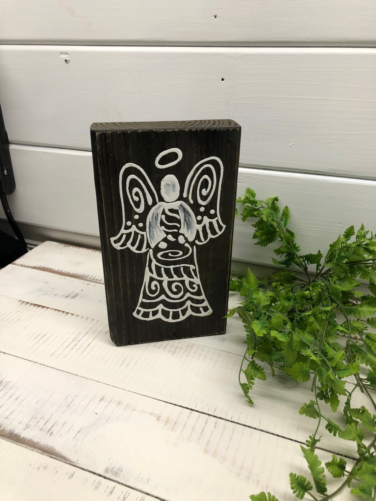 Farmhouse Angel Rustic Wood Angels Handpainted Texture | Etsy