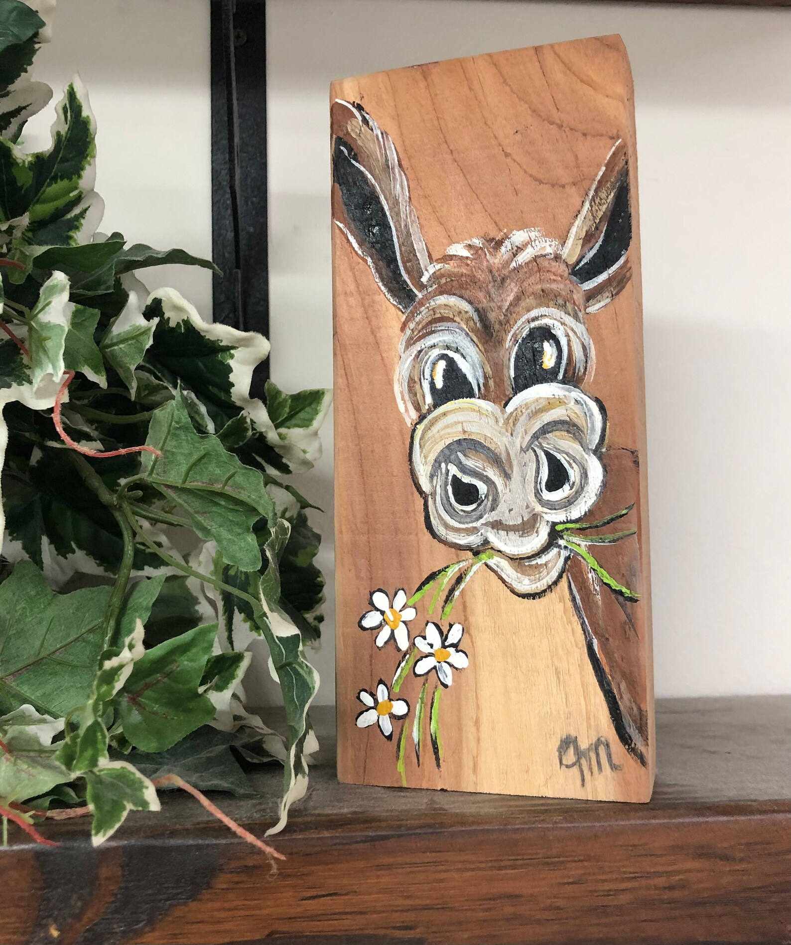 Whimsical Donkey, Solid Cedar Block, Shelf Decor, Hand Painted - Etsy