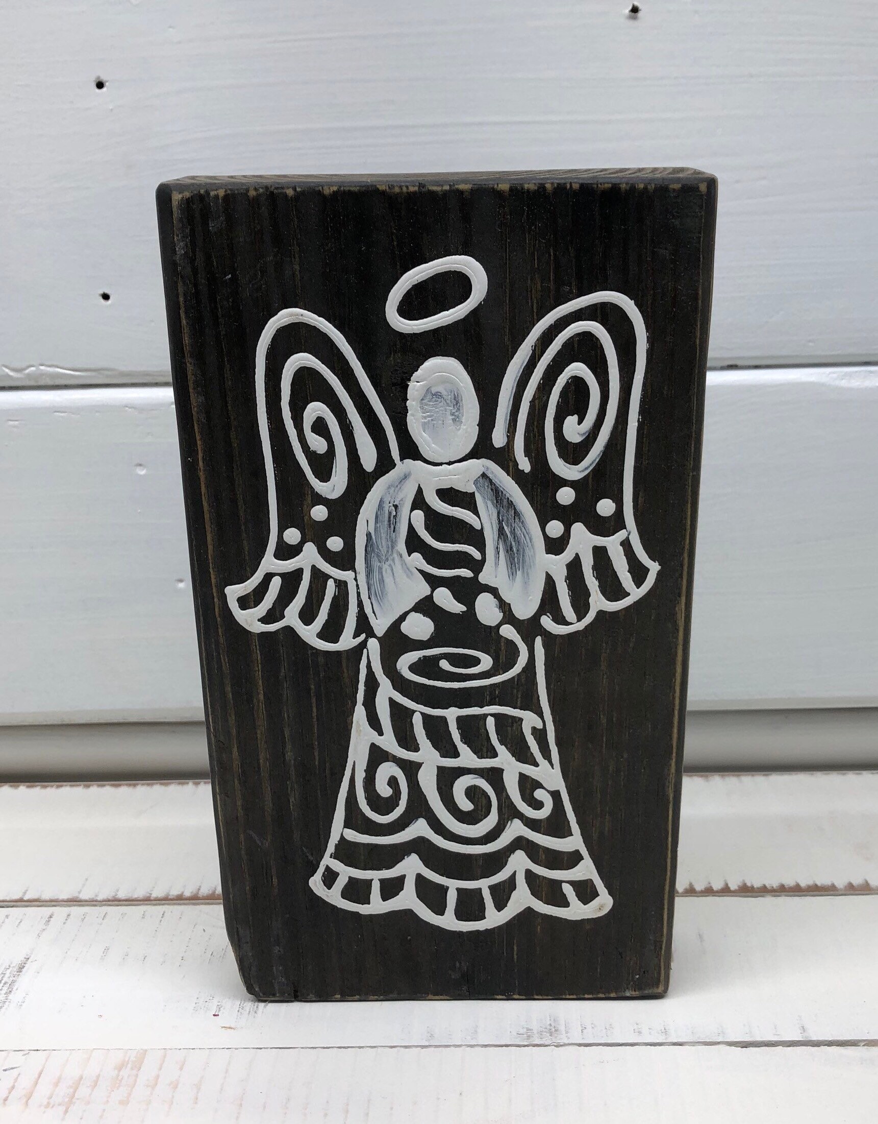Farmhouse Angel, Rustic Wood Angels, Handpainted Texture Angels on ...