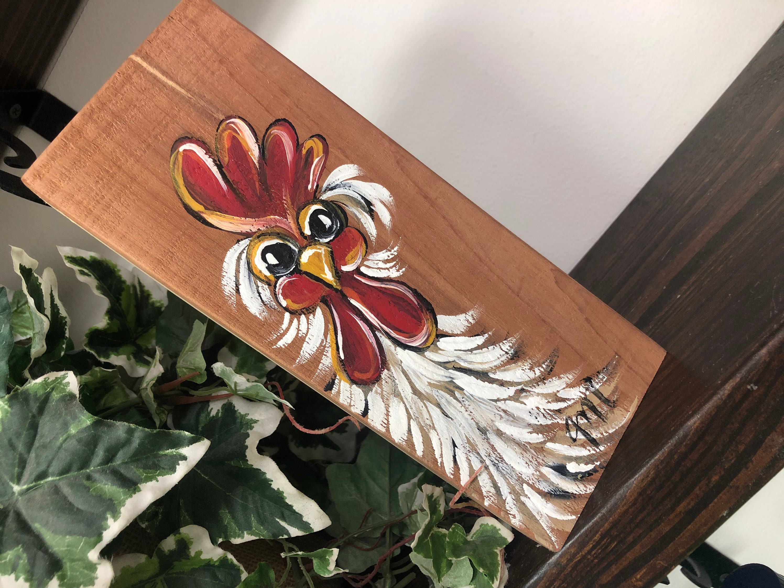 Farmhouse Rooster, Whimisical Rooster, Farm Animal, Hand Painted - Etsy