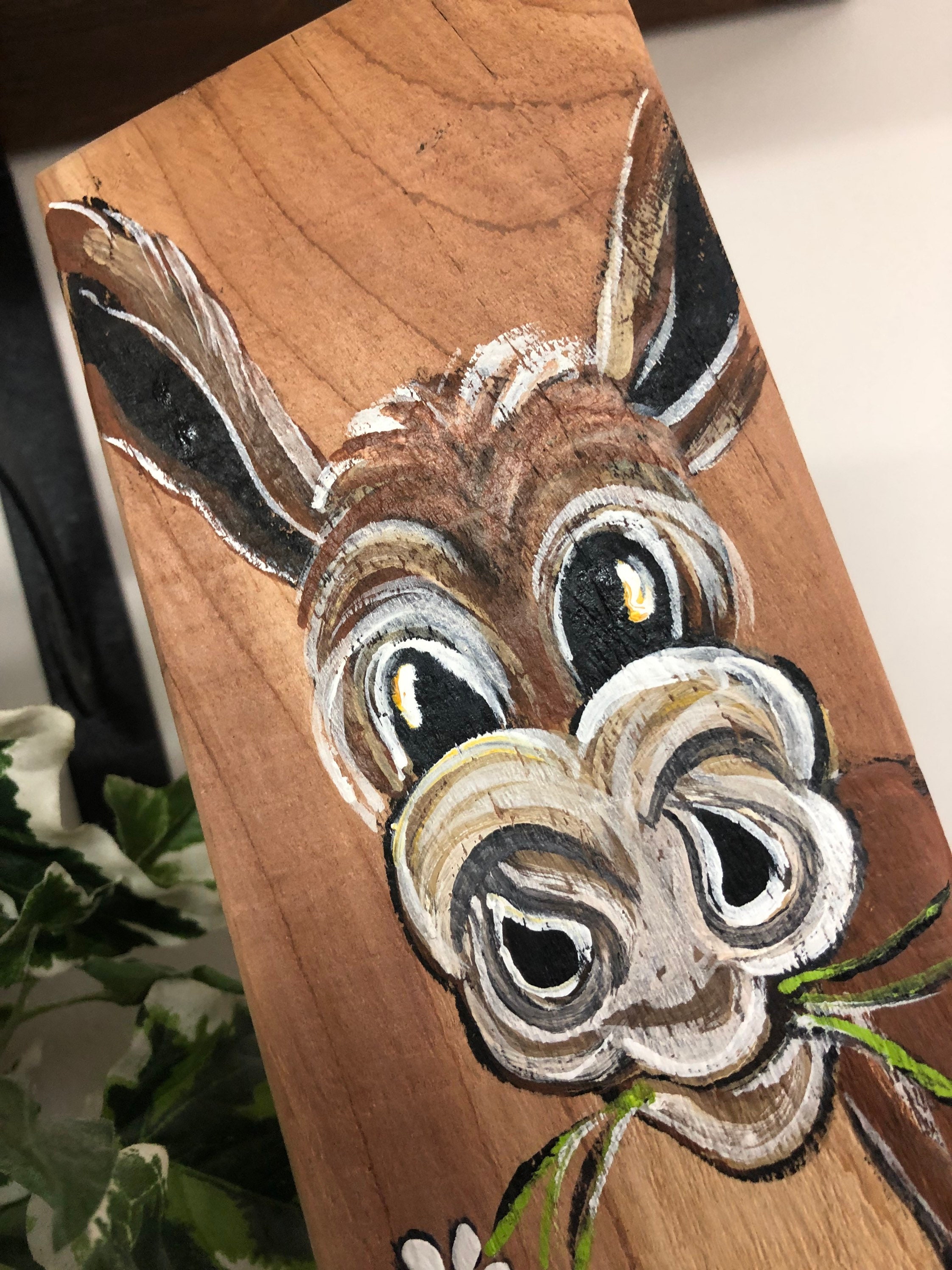 Whimsical Donkey, Solid Cedar Block, Shelf Decor, Hand Painted - Etsy