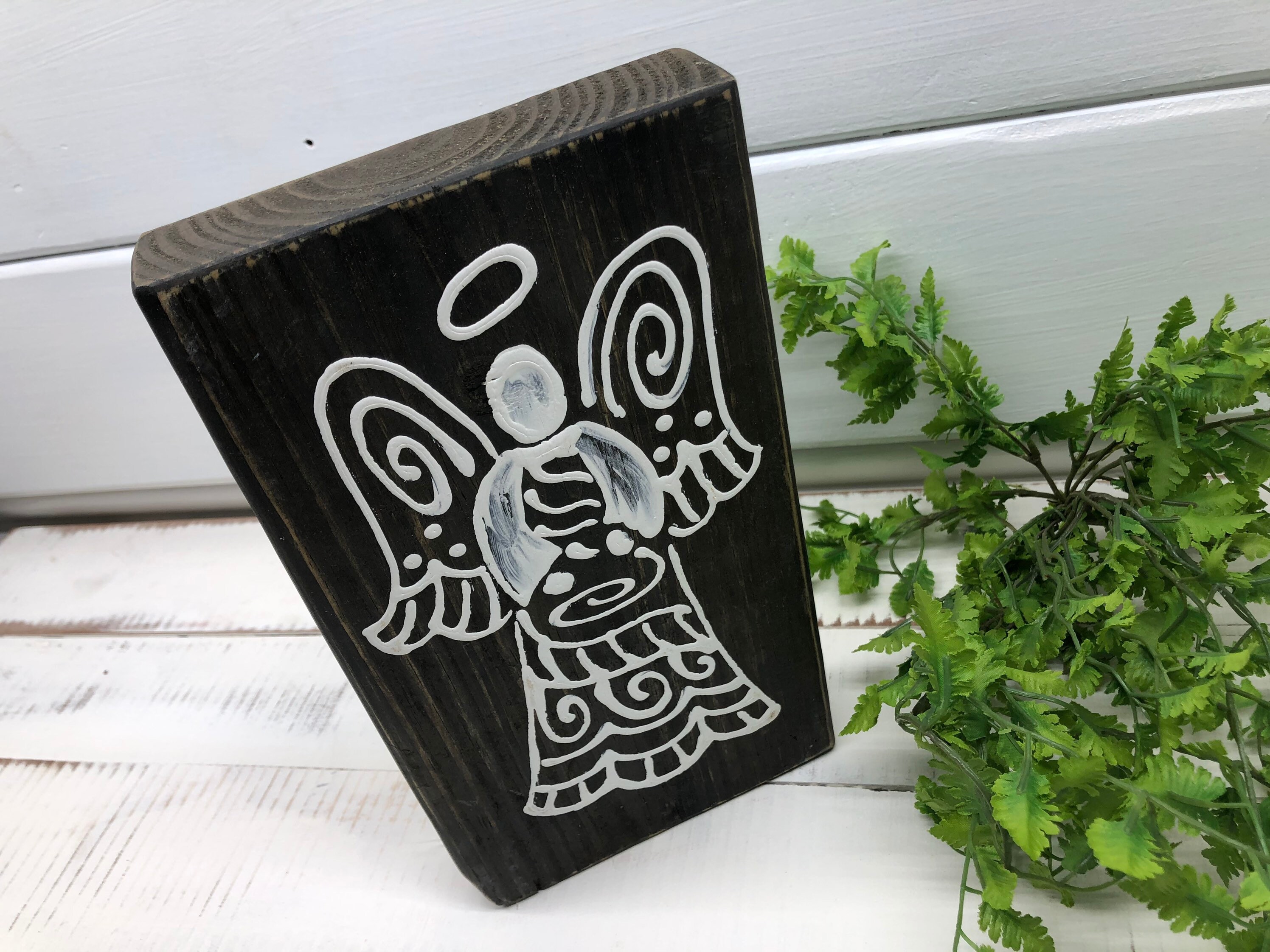 Farmhouse Angel, Rustic Wood Angels, Handpainted Texture Angels on ...