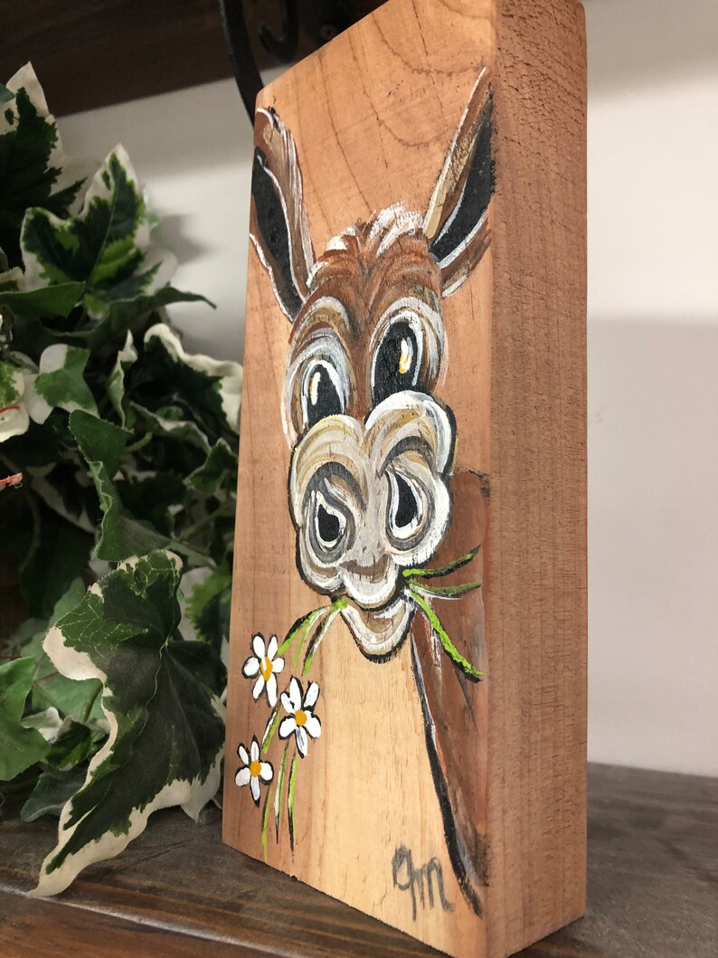 Whimsical Donkey, Solid Cedar Block, Shelf Decor, Hand Painted - Etsy