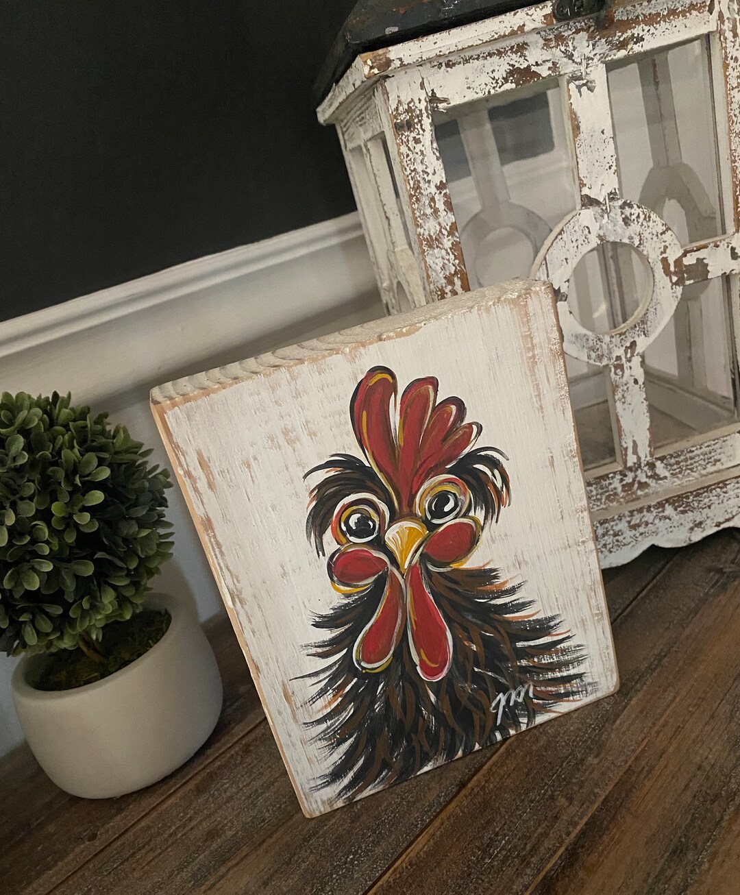 Little Black Rooster Block. Ready to Ship - Etsy