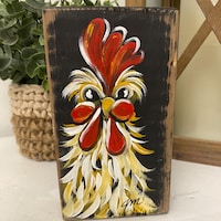 Original Painting of Blue Hen | Gouache Chicken on Canvas - Etsy