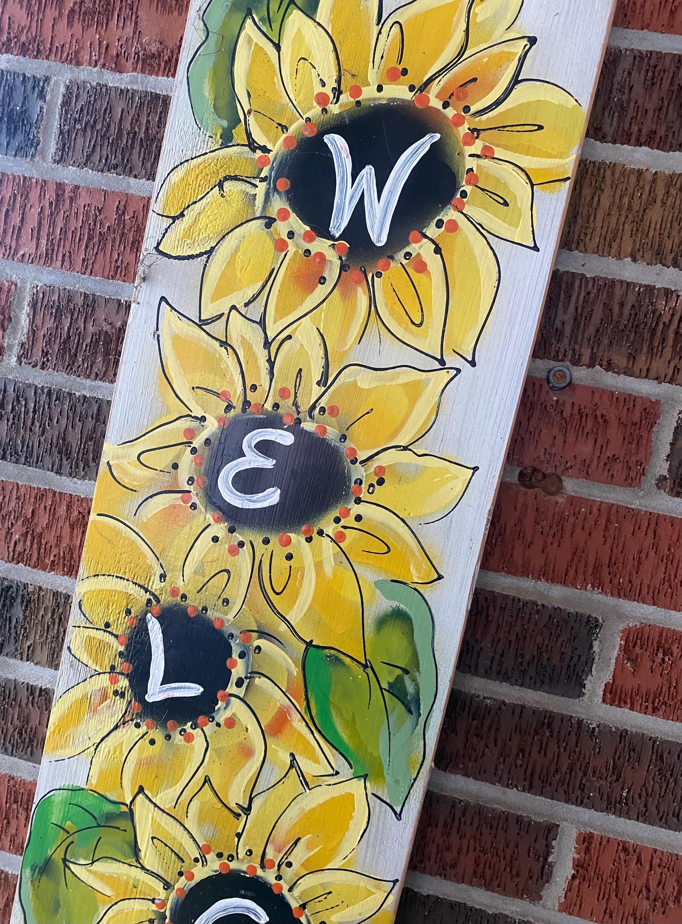 Porch Sign Sunflower Welcome Spring Summer Fall Decor Handpainted - Etsy