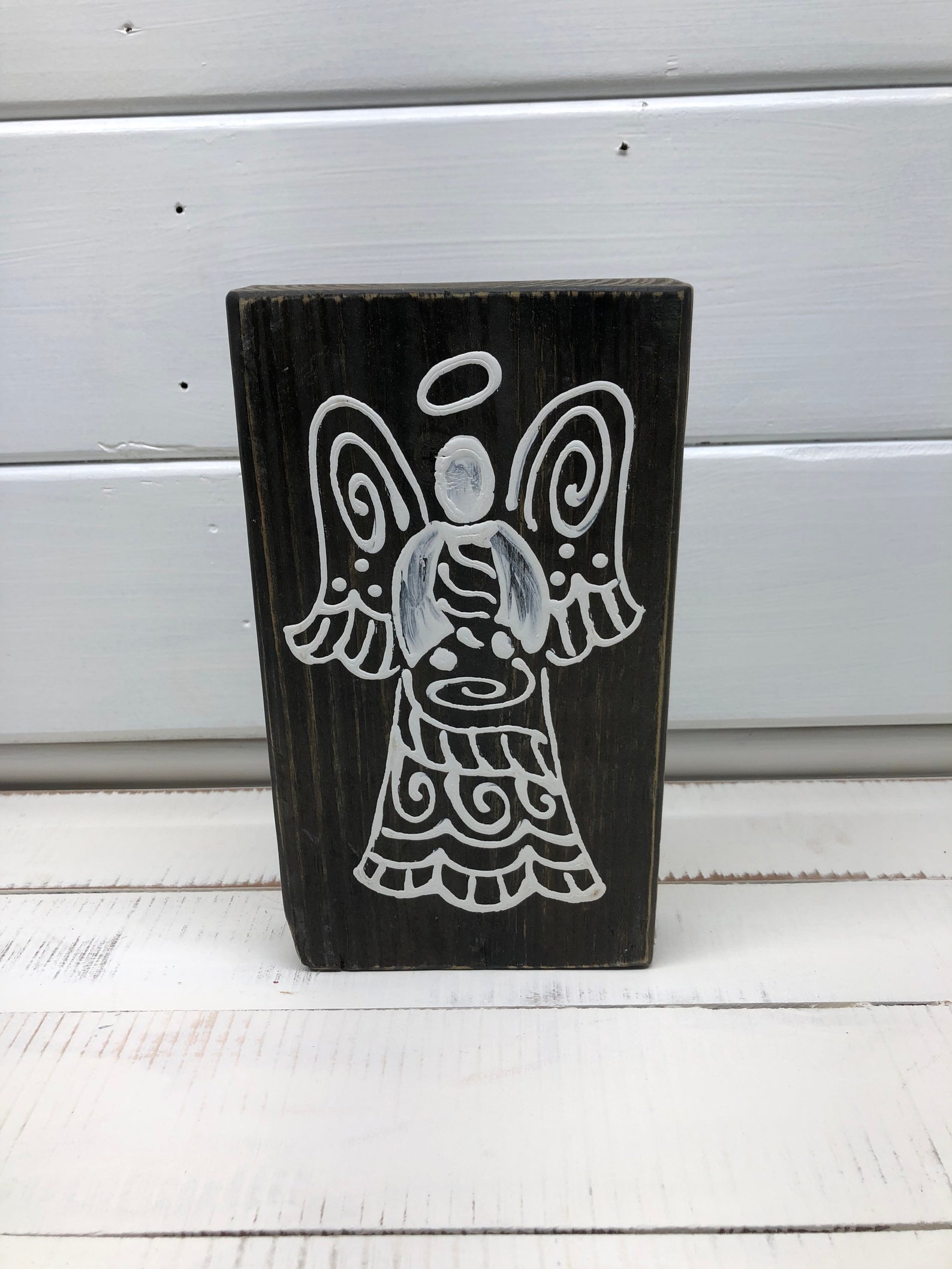 Farmhouse Angel Rustic Wood Angels Handpainted Texture | Etsy