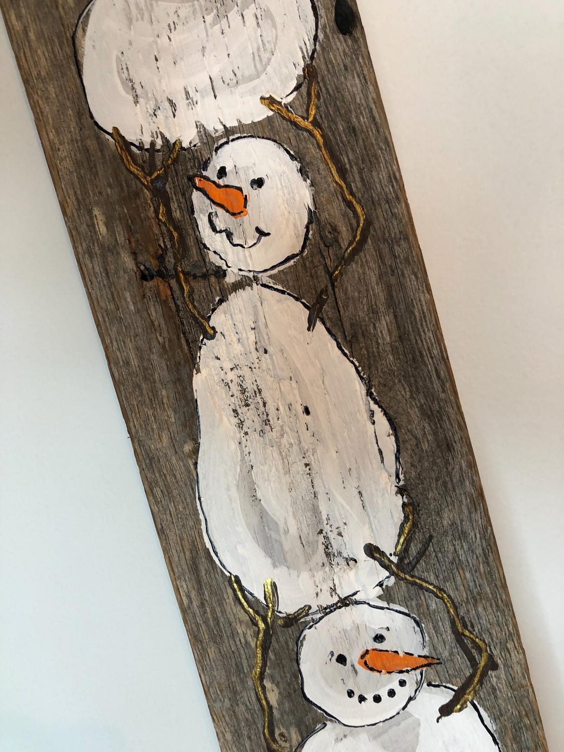 Stack of Snowmen on Barnwood Ready Ro Ship - Etsy