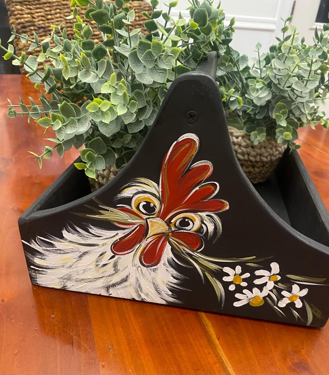Tool / Caddy Handpainted Rooster, Wedding , Garden, Rustic Tool Box ...