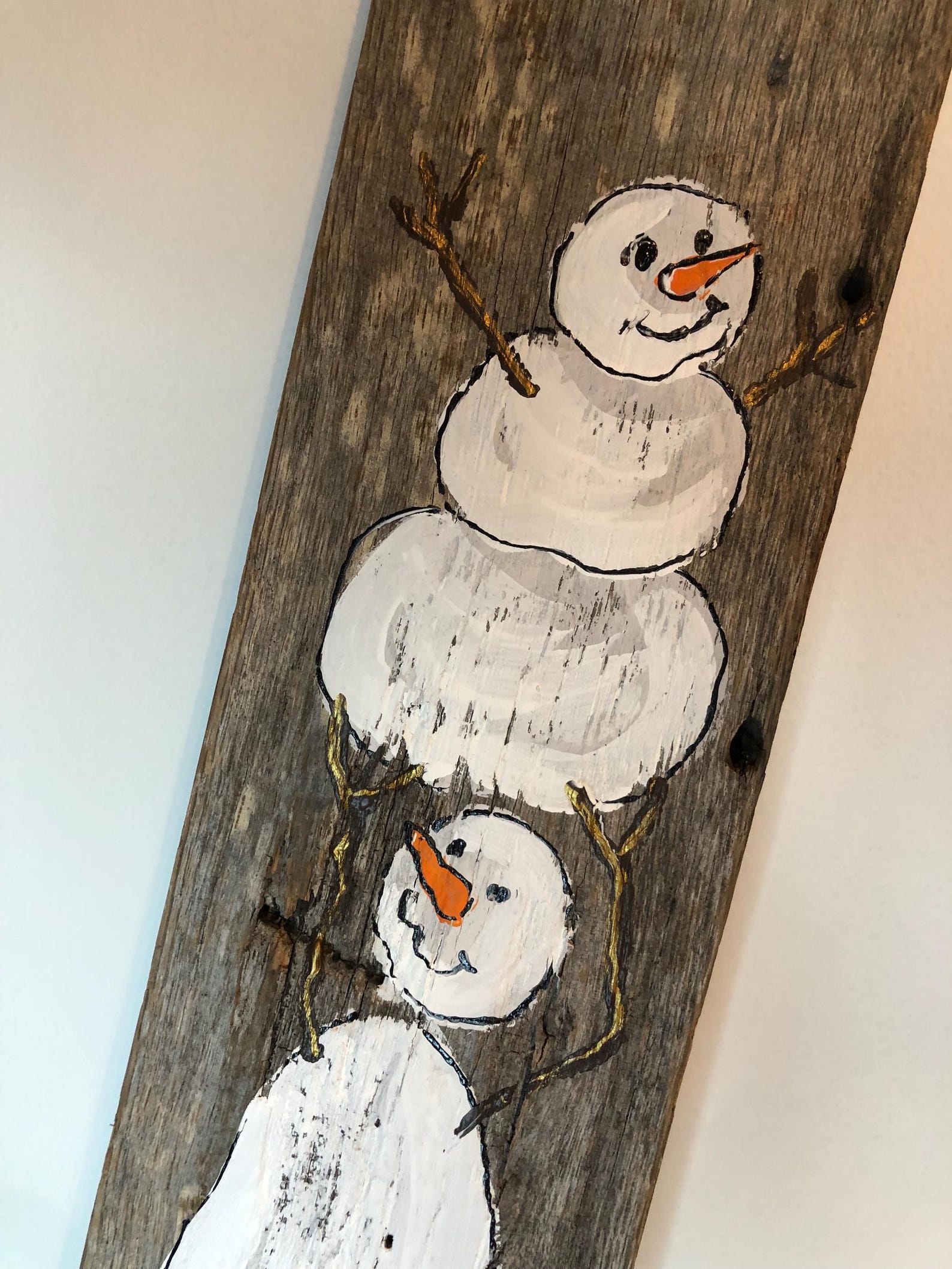 Stack of Snowmen on Barnwood Ready Ro Ship - Etsy