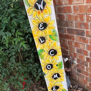 Porch Sign Sunflower Welcome Spring Summer Fall Decor Handpainted - Etsy