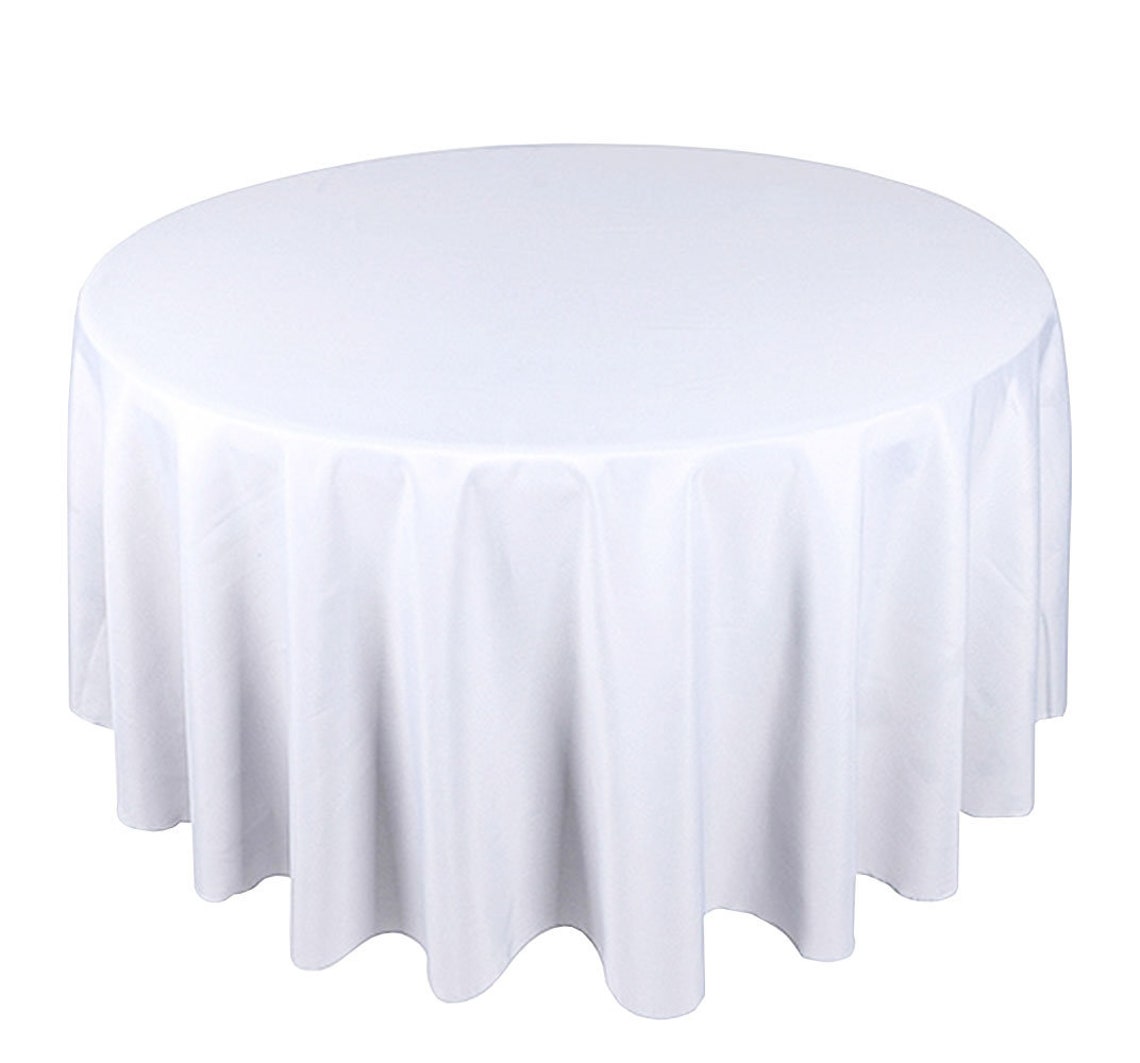 10pc White Polyester Tablecloth Size 132 Round Seamless - Etsy UK