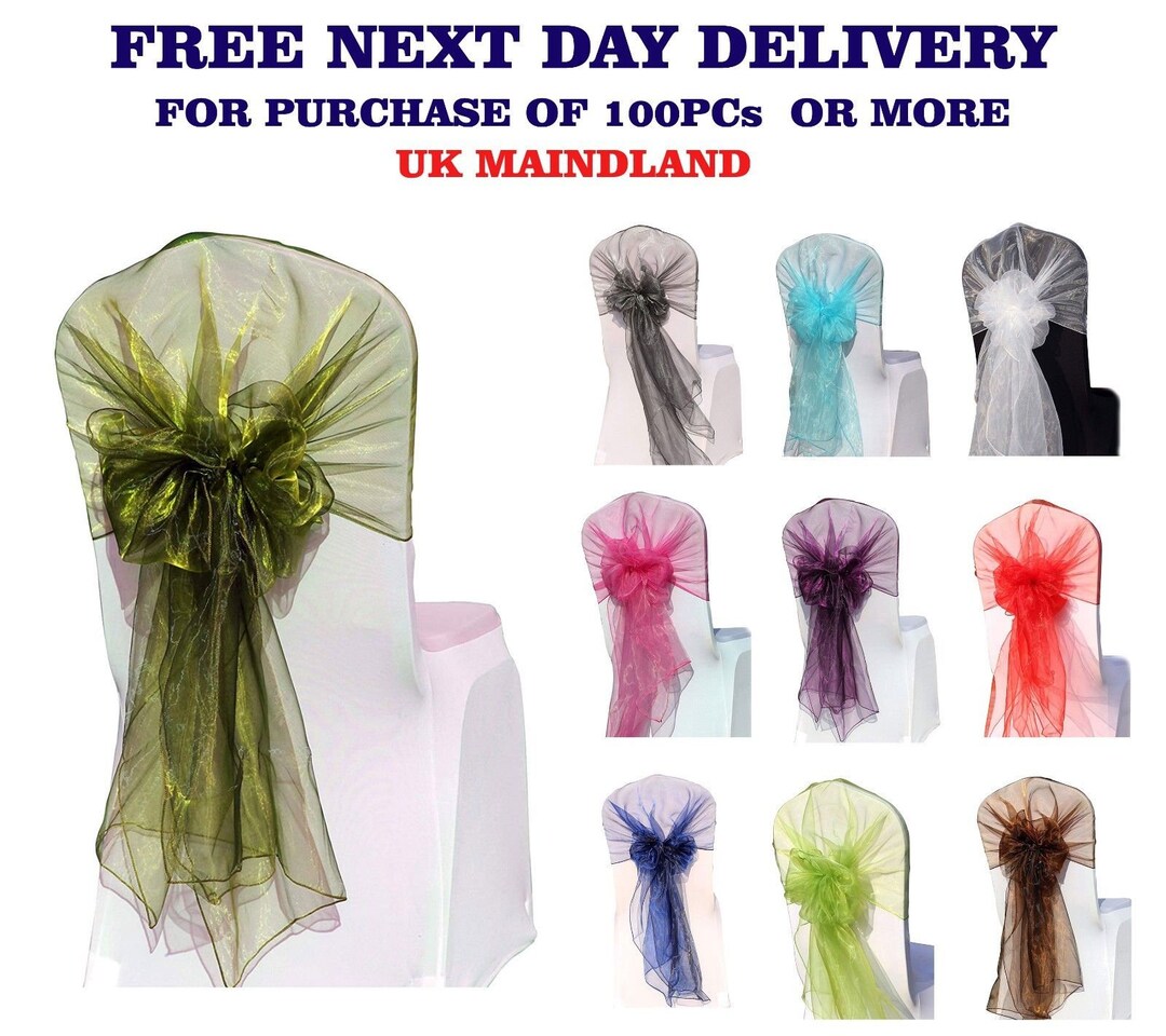 Organza Hood Chair Cover Decoration Sheer Wide Sashes Wedding Party Bow ...