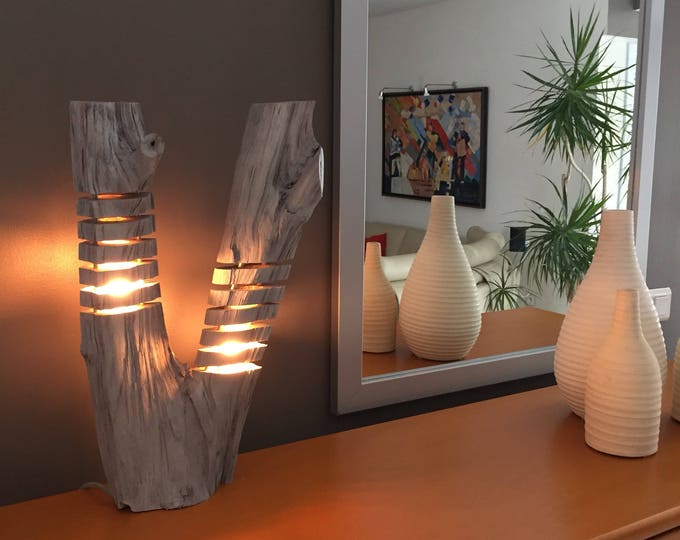 Fragmented Double Wood Lamp , Double Log Lamp , Driftwood Effect , LED ...