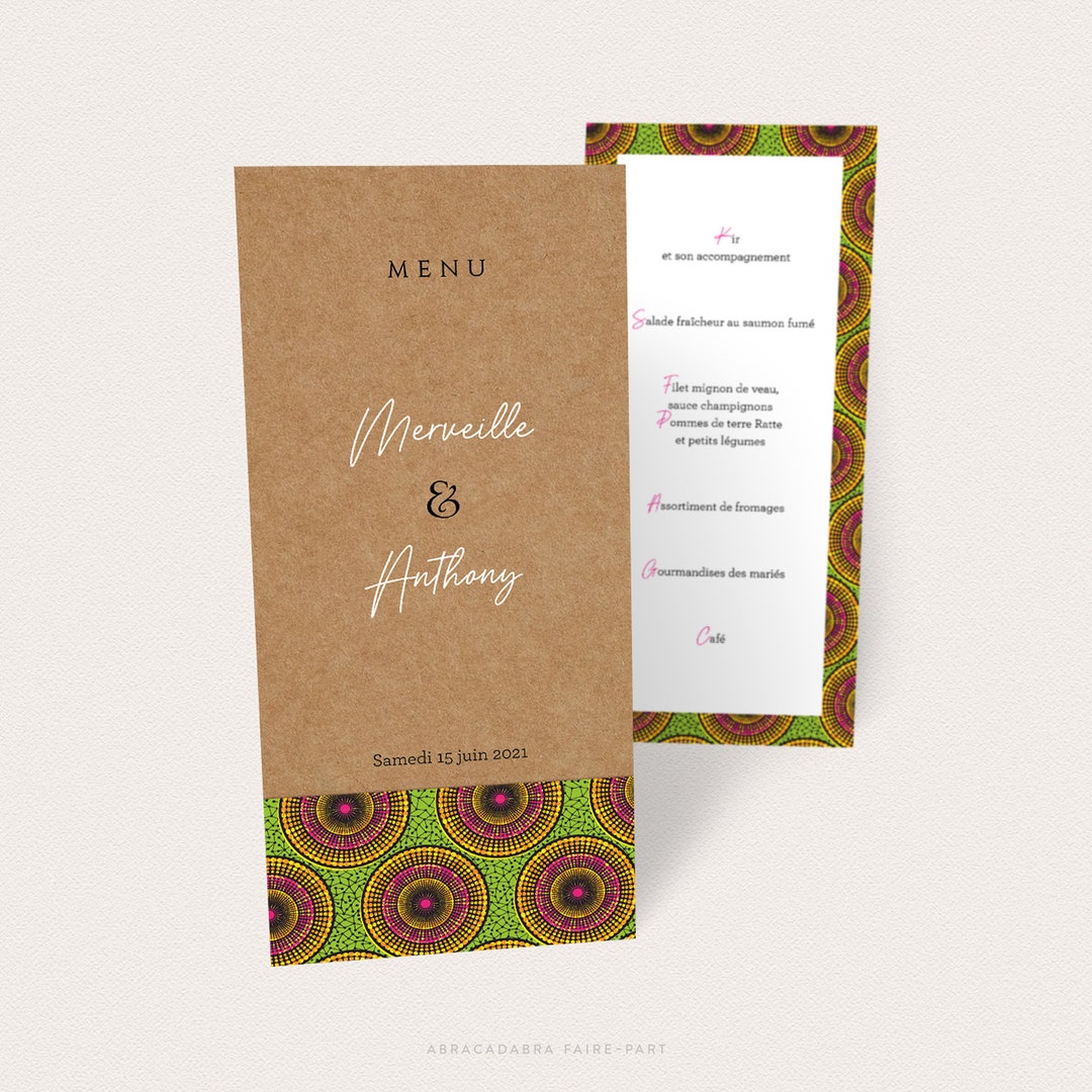 African Wedding Menu With Kraft style Brown Cardstock Effect Etsy african-wedding-menu-with-kraft-style-brown-cardstock-effect-etsy