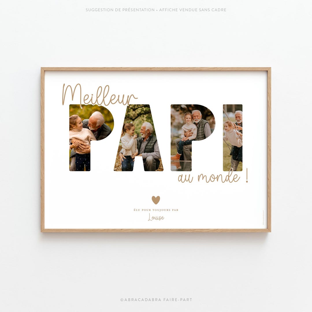 Personalized Grandpa Poster With Photos in Letters and Grandchildren's ...
