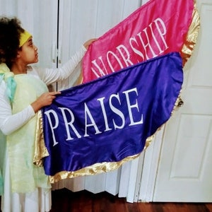 Double Layer Angel Wing Flags with Vinyl, Set of 2 Worship Flags, Dance ...
