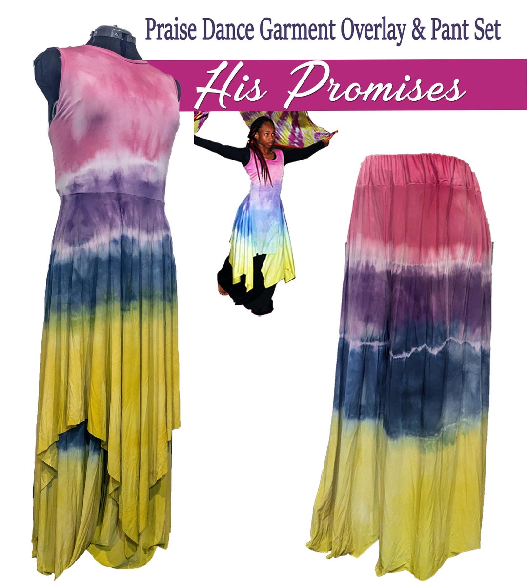 Liturgical Overlay and Pant Set, Praise Dance Wear, Hand Dyed Dance ...