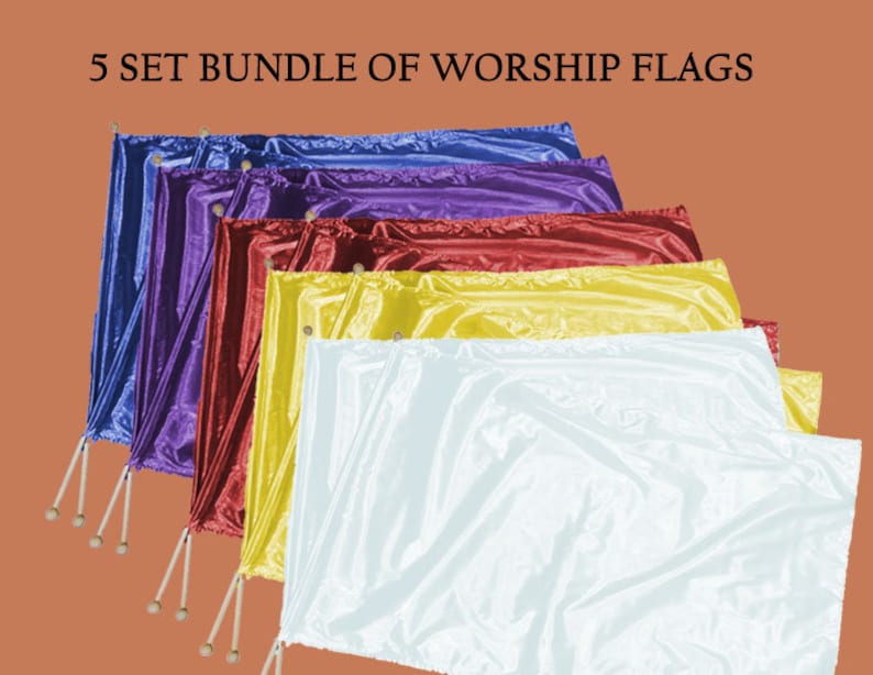Worship Flags Bundle 5 Sets of 2, Satin Warfare Sound, Silk Flags ...
