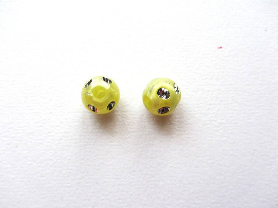The Lot of 15 Beads of Yellow Color With Small Pastes - Etsy