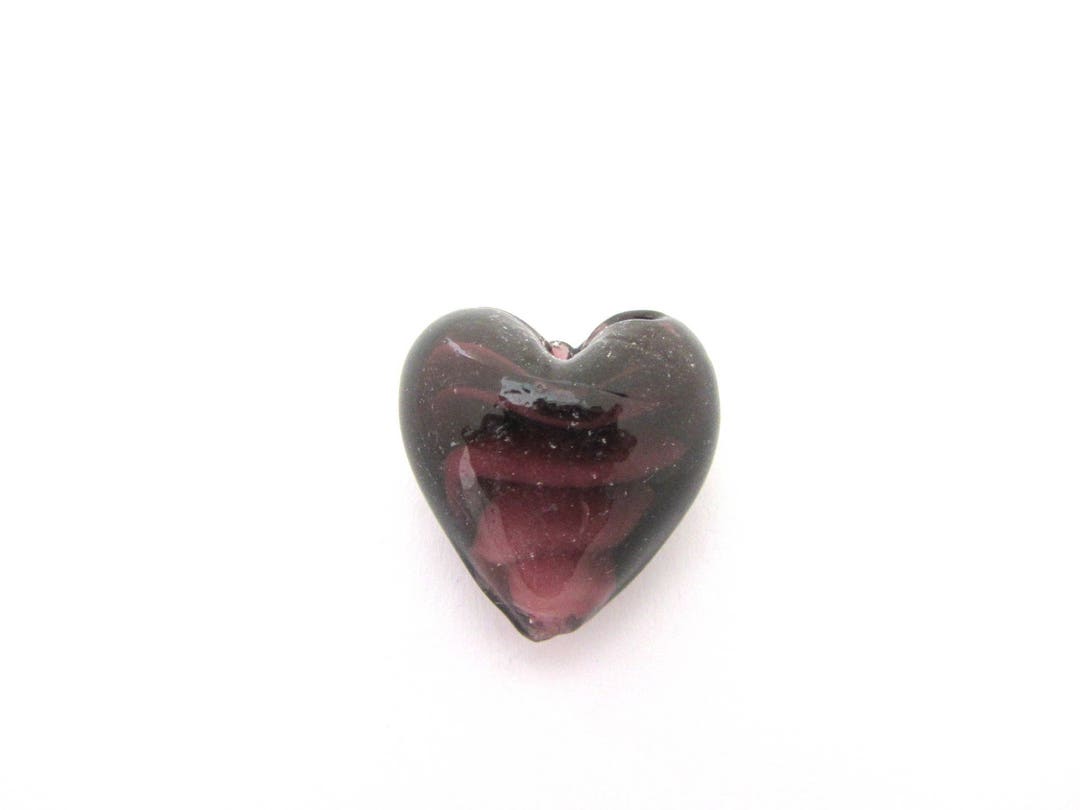 A Purple Iridescent Glass Heart, Heart Glass Bead - Etsy